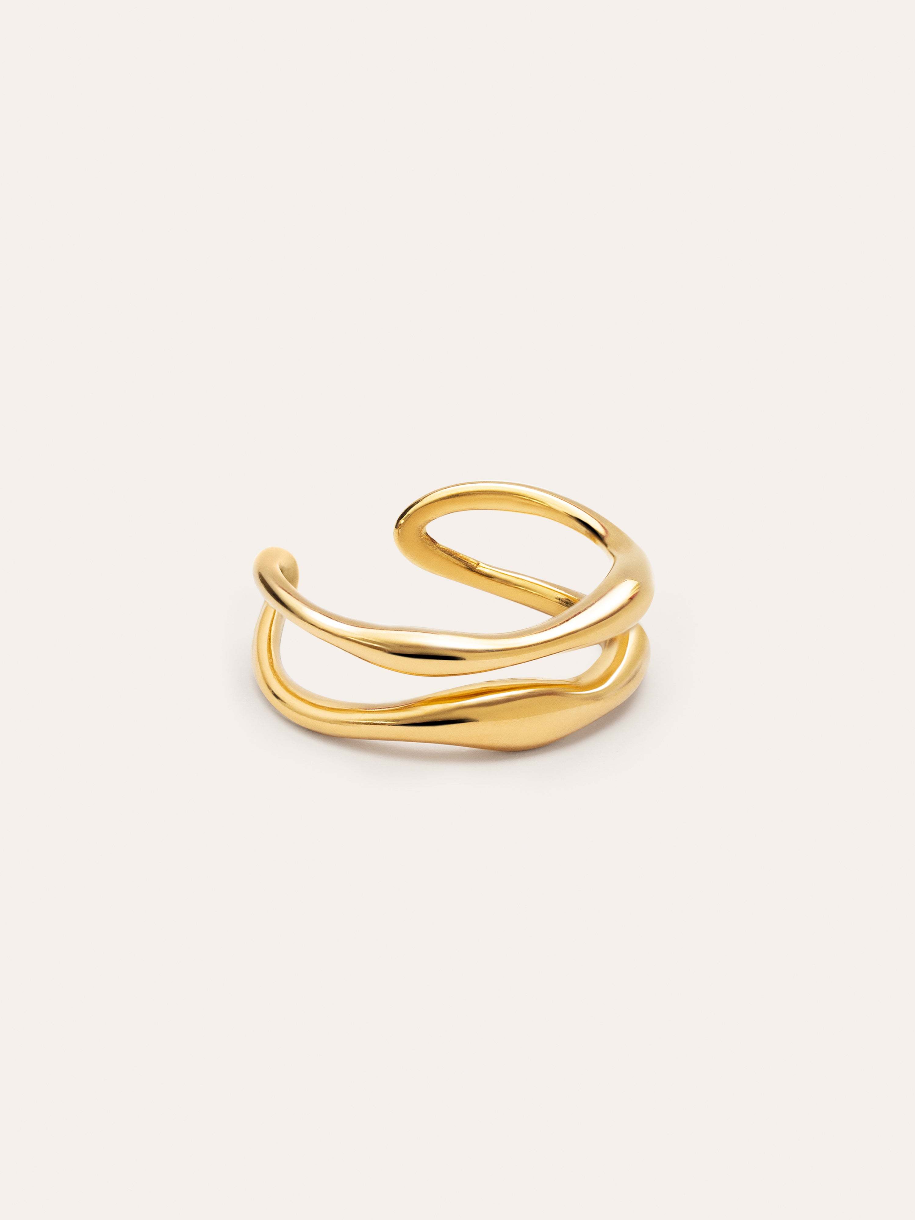 Double Air Stainless Steel Gold Ring – SINGULARU