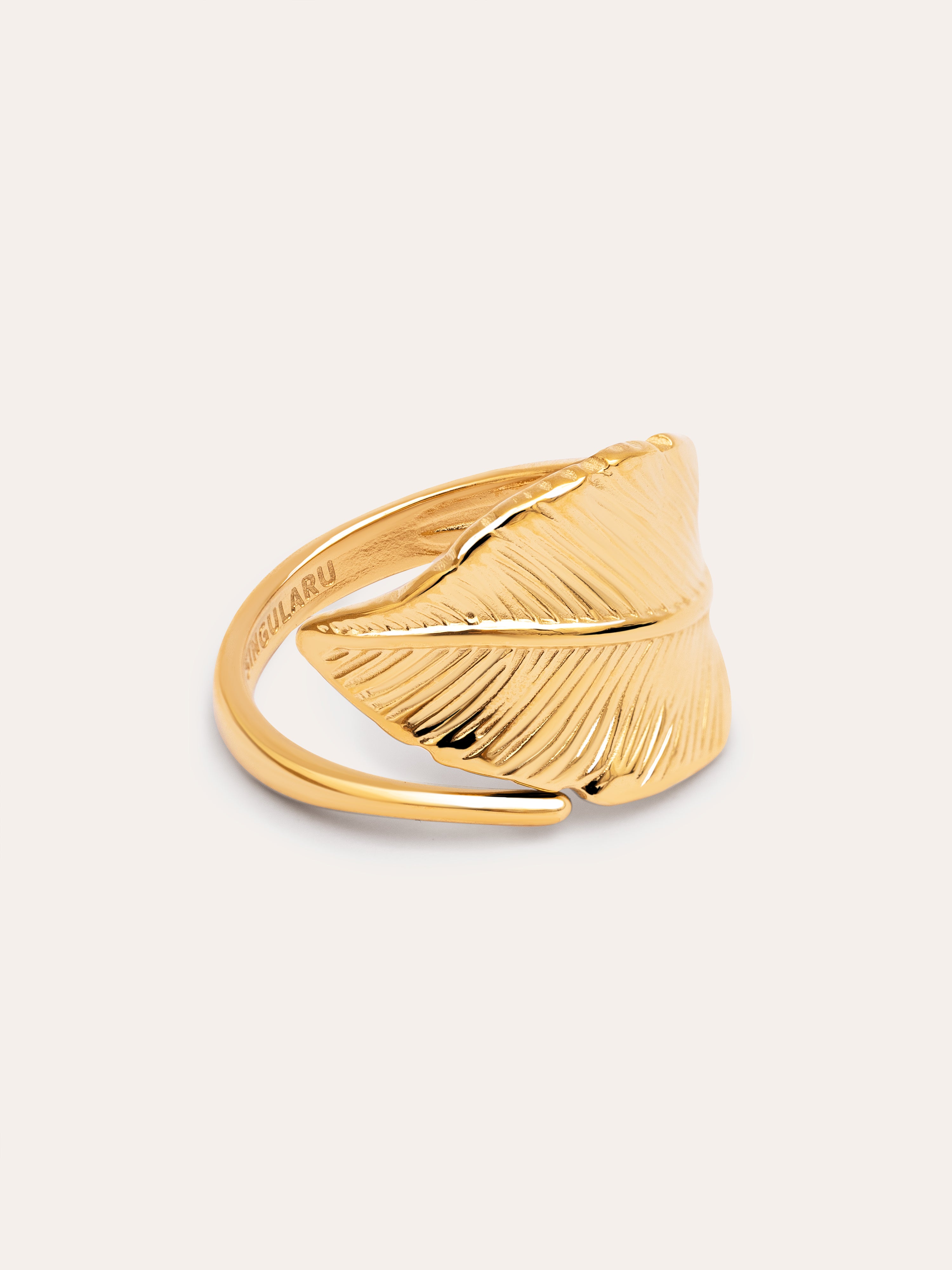 Leaf Stainless Steel Gold Ring – SINGULARU
