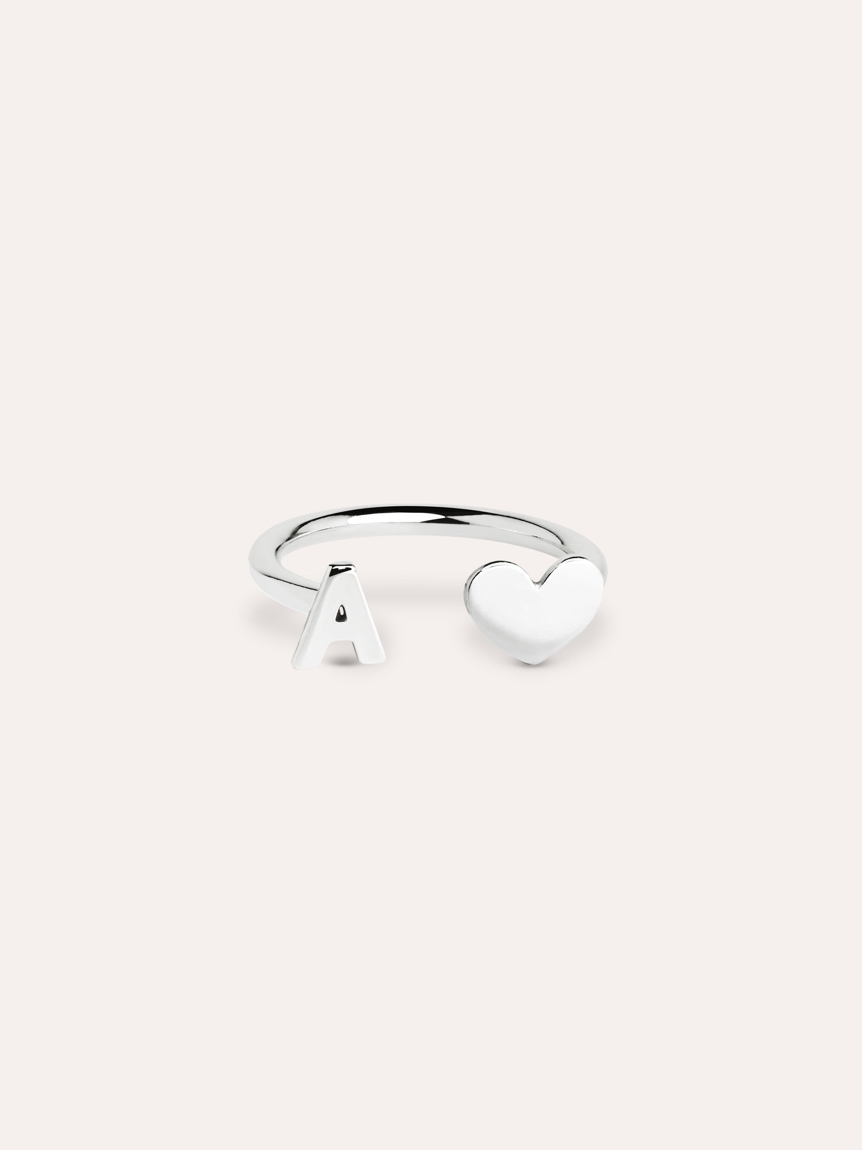 Letter Heart Personalized Silver Ring – SINGULARU