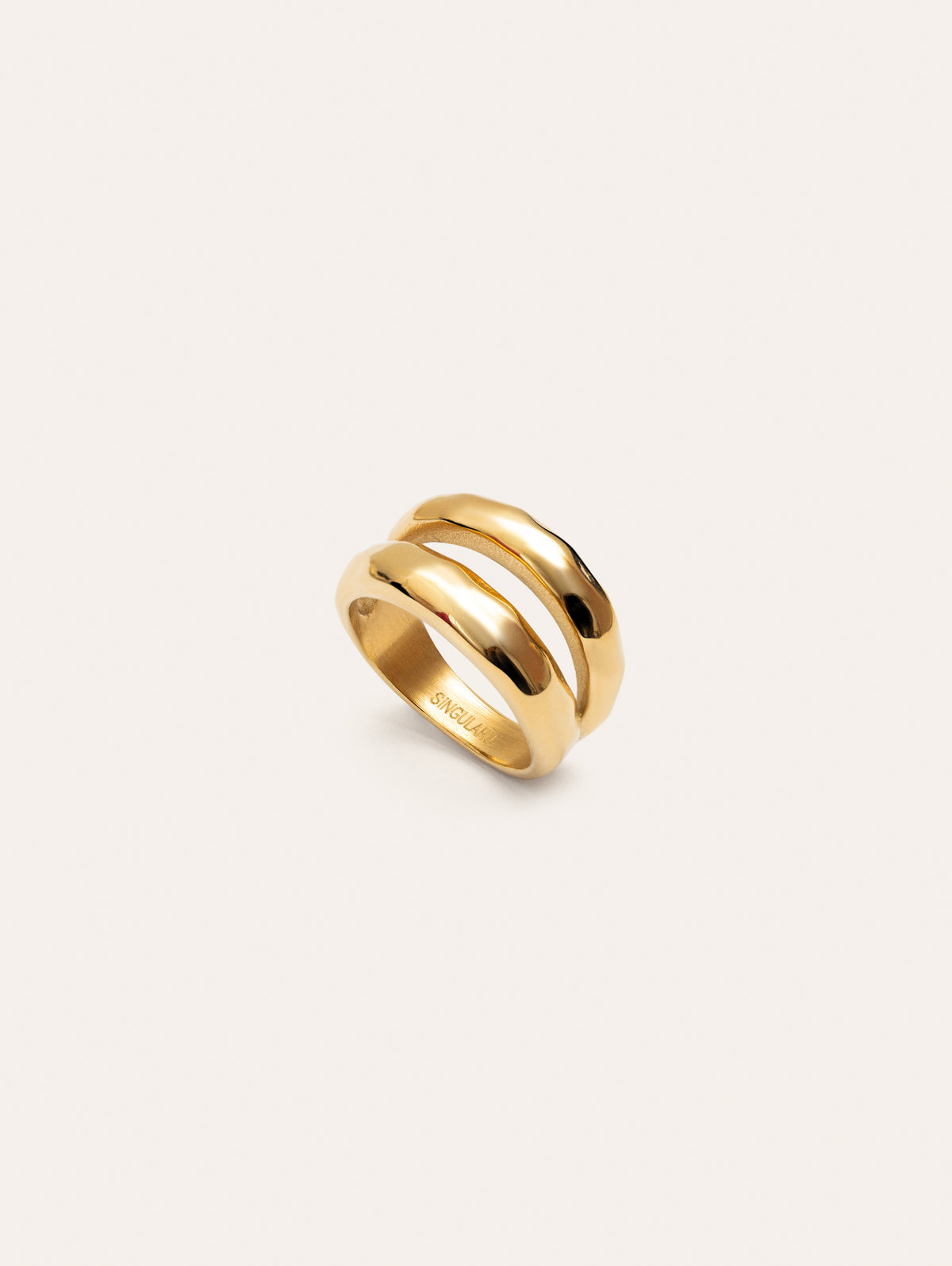Oceana Stainless Steel Gold Ring – SINGULARU