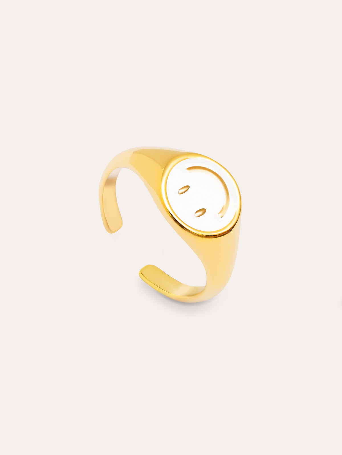 Smiley White Enamel Gold Ring – SINGULARU