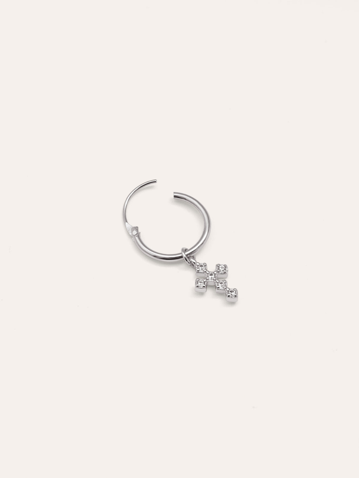 Cross Hoop Silver Single Earring – SINGULARU