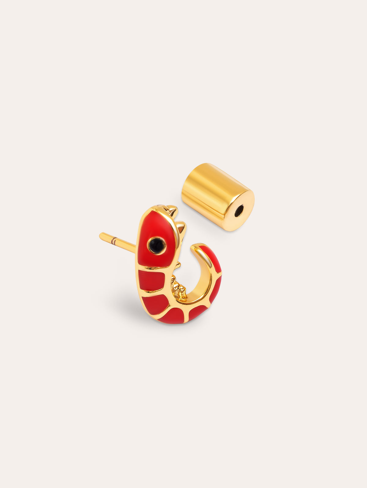 Prawn Enamel Gold Single Earring – SINGULARU