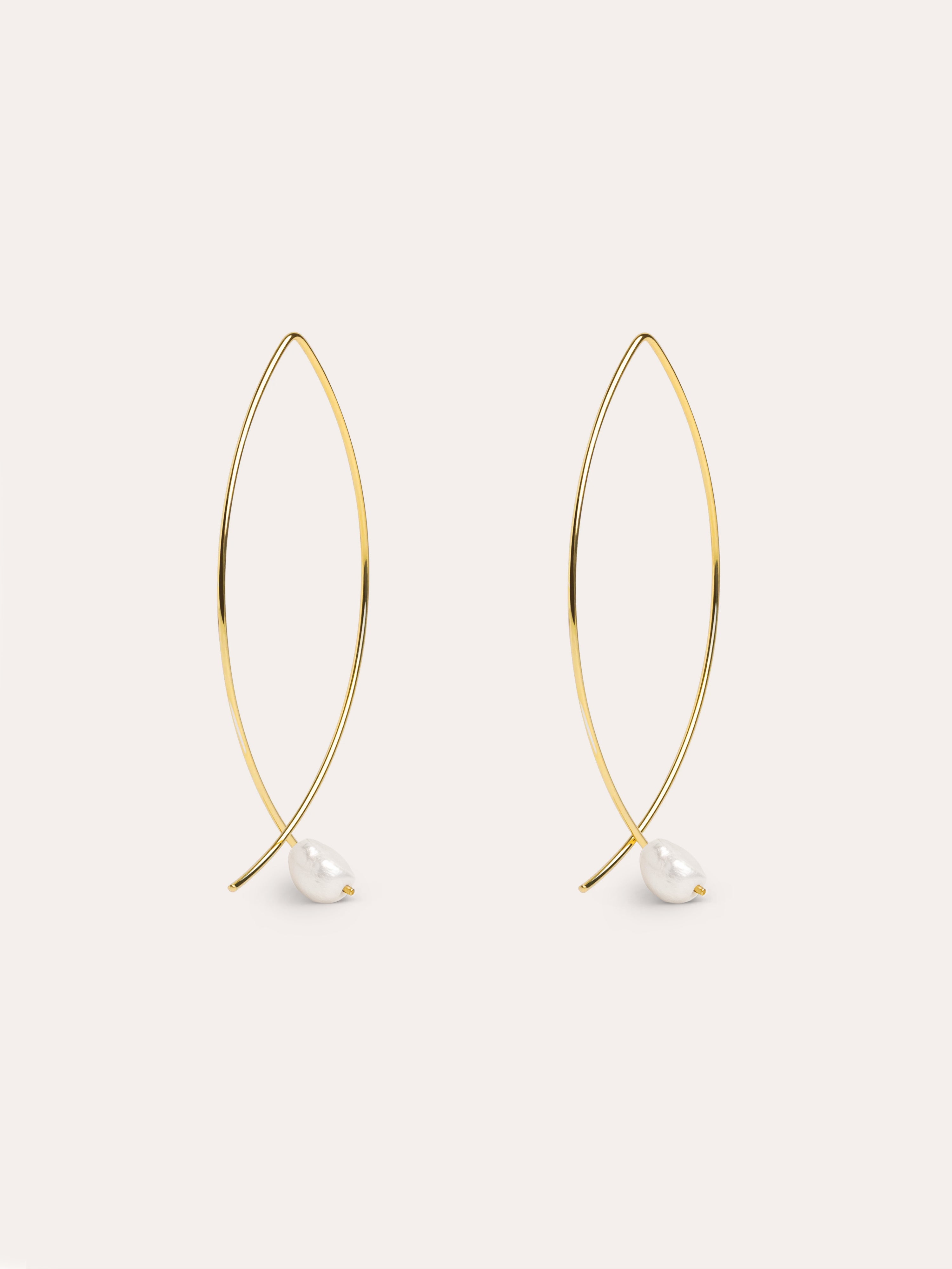 Arch Bean Pearl Gold Earrings – SINGULARU